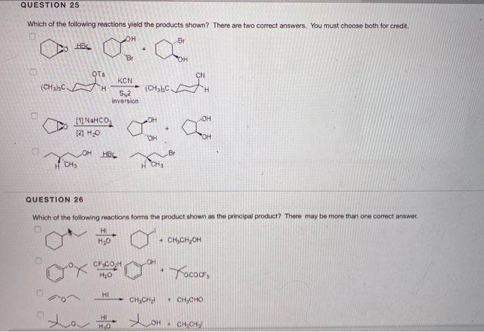 Solved QUESTION 25 Which of the following reactions yield | Chegg.com