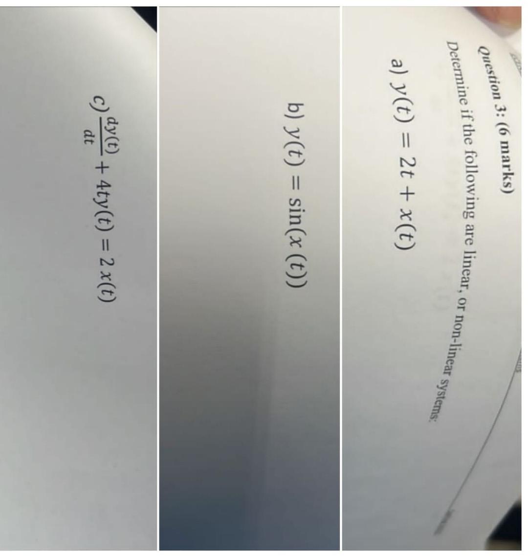 Solved Determine if the following are linear, or non-linear | Chegg.com