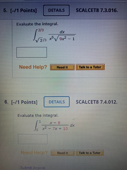Solved 3. [0/1 Points] DETAILS PREVIOUS ANSWERS SCA Evaluate | Chegg.com