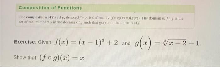 Solved Composition of Functions The composition of f and g, | Chegg.com