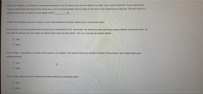 2. Exercise value and option price The value derived | Chegg.com