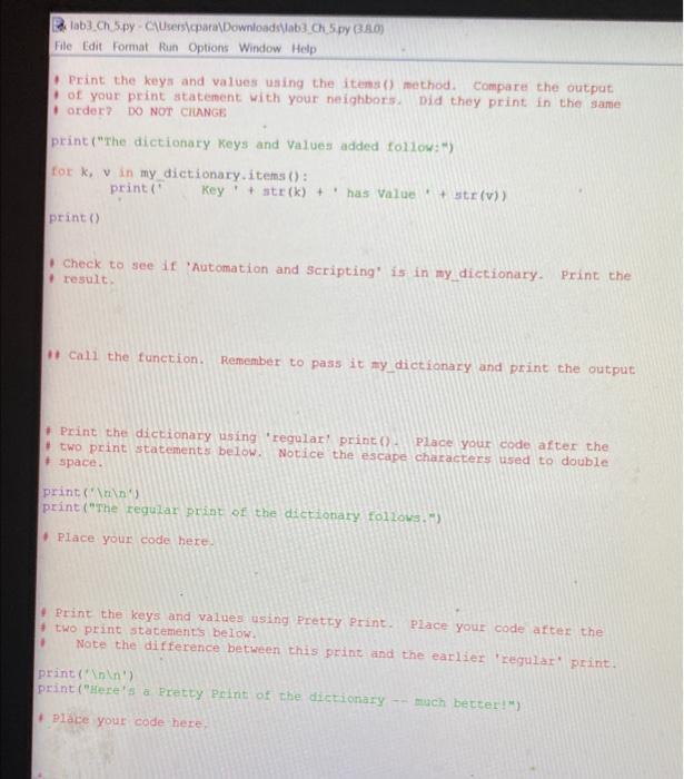 print () 1. Import pretty print and sys Create a | Chegg.com