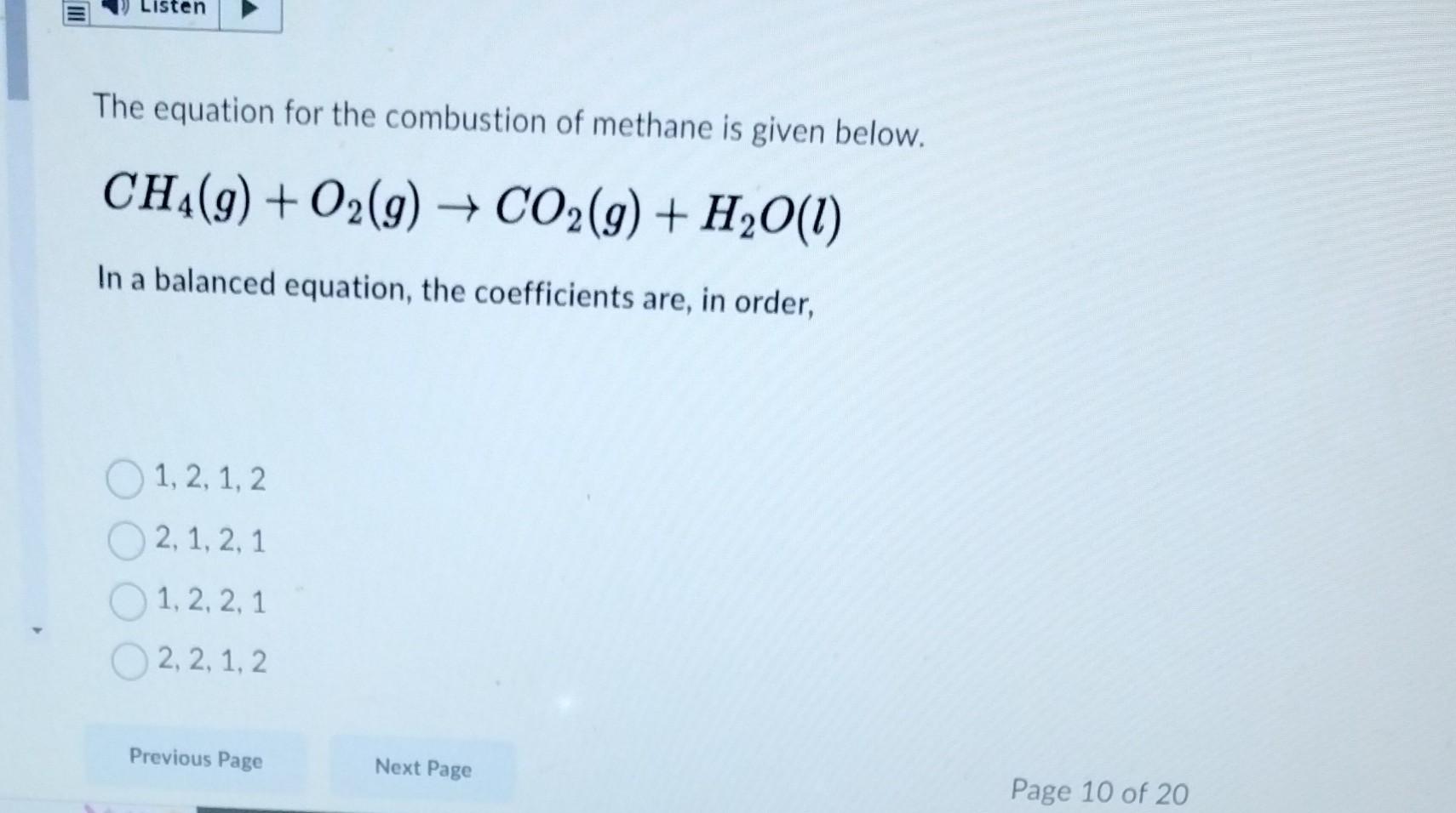 [solved] The Equation For The Combustion Of Metha