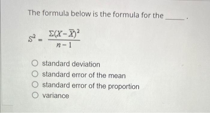 Solved The formula below is the formula for the | Chegg.com