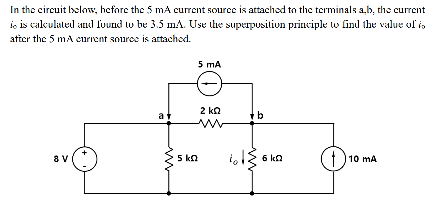 Solved In the circuit below, before the 5mA ﻿current source | Chegg.com