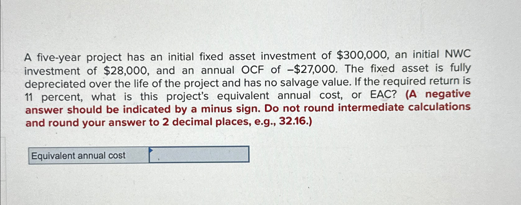 Solved A five-year project has an initial fixed asset | Chegg.com