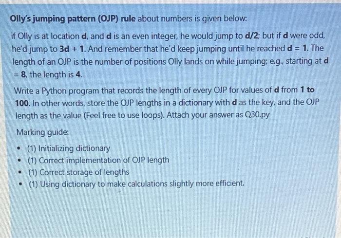 Solved Olly's jumping pattern (OJP) rule about numbers is | Chegg.com