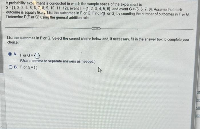 Solved A probability expe iment is conducted in which the | Chegg.com