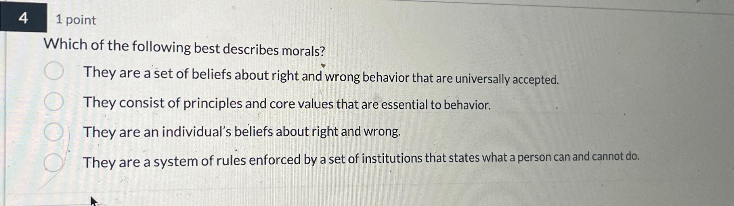 Solved 41 ﻿pointWhich of the following best describes | Chegg.com