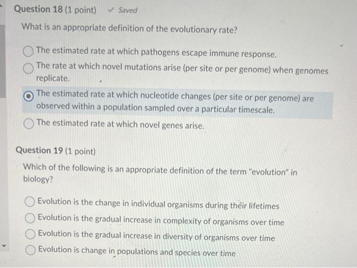 Solved What is an appropriate definition of the evolutionary | Chegg.com