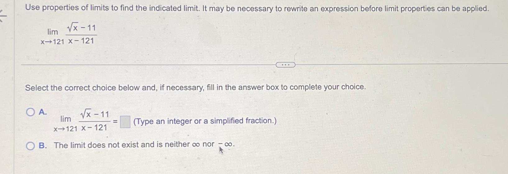 Solved Use properties of limits to find the indicated limit. | Chegg.com