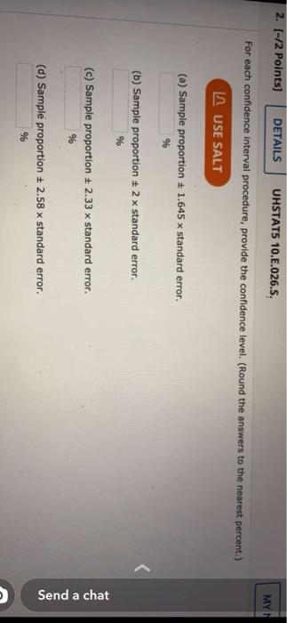 Solved 2. [-/2 Points) DETAILS UHSTATS 10.E.026.S. MYT For | Chegg.com