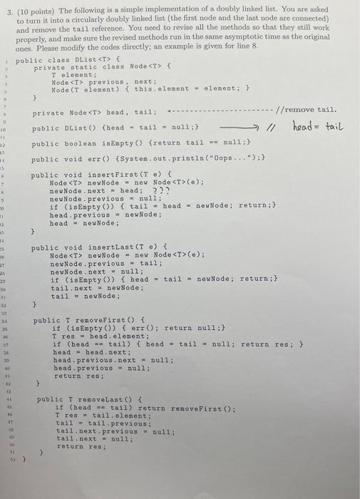 Solved (10 points) The following is a simple implementation | Chegg.com