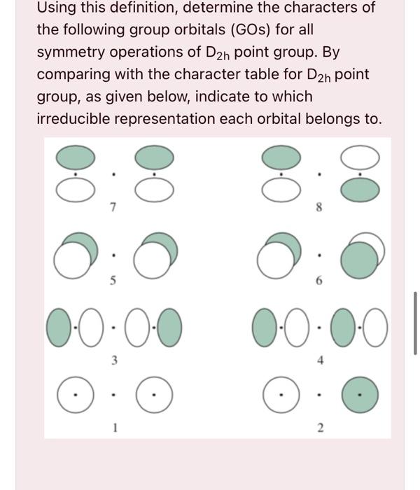 Solved The group orbitals (GO) discussed below is Dan point | Chegg.com