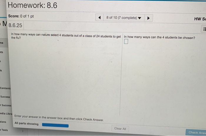 Solved Homework: 8.6 Score: 0 of 1 pt 8 of 10 (7 complete) | Chegg.com