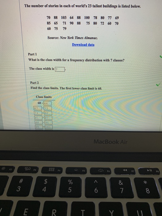 Solved Part 3 Find the class boundaries. Class limits Class | Chegg.com