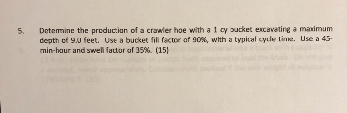 Solved 5. Determine the production of a crawler hoe with a 1 | Chegg.com