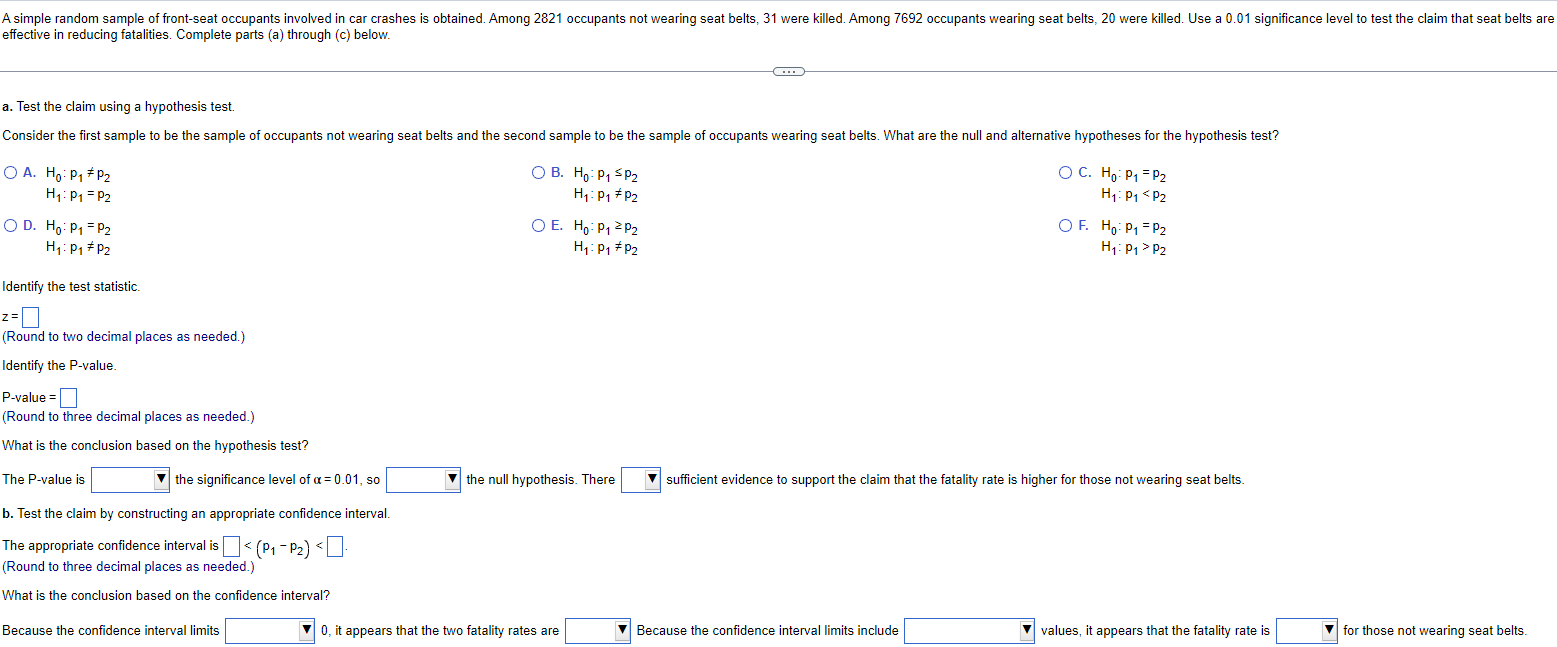 Solved c.effective in reducing fatalities. Complete parts | Chegg.com