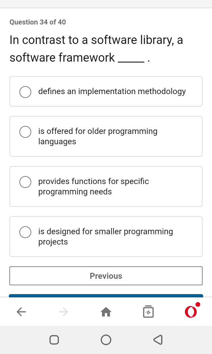 Solved Question 34 ﻿of 40In contrast to a software library, | Chegg.com