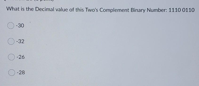 Solved What is the Decimal value of this Two's Complement | Chegg.com