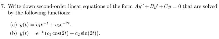 Solved Write down second-order linear equations of the form | Chegg.com