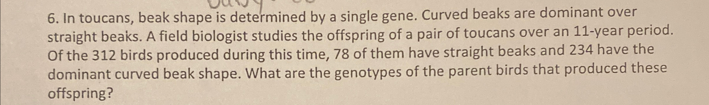 Solved In toucans, beak shape is determined by a single | Chegg.com