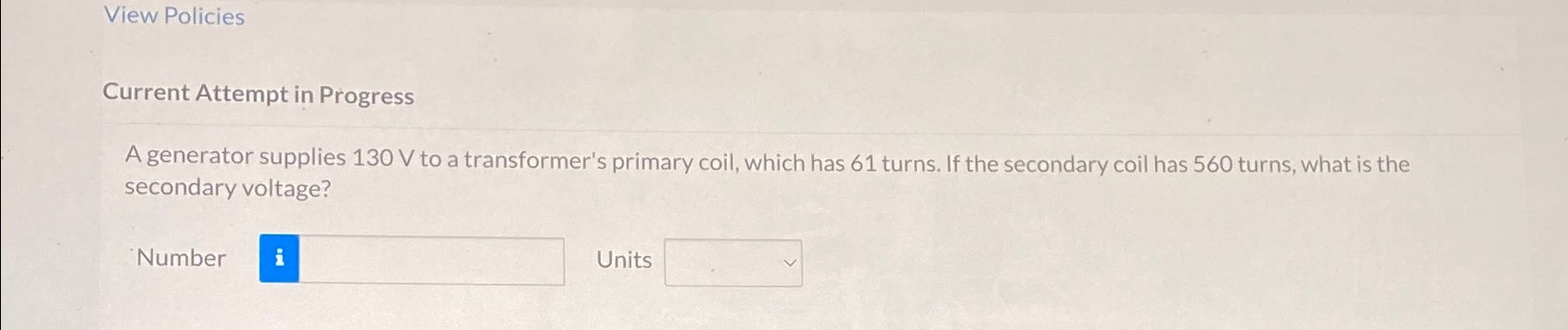 Solved View PoliciesCurrent Attempt in ProgressA generator | Chegg.com