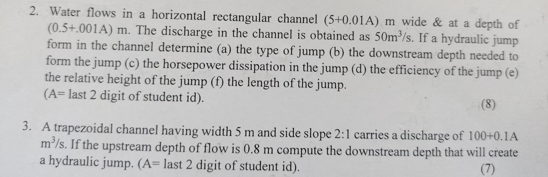 2. Water flows in a horizontal rectangular channel | Chegg.com