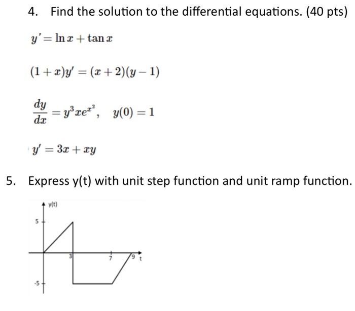 Solved 4. Find the solution to the differential equations. | Chegg.com
