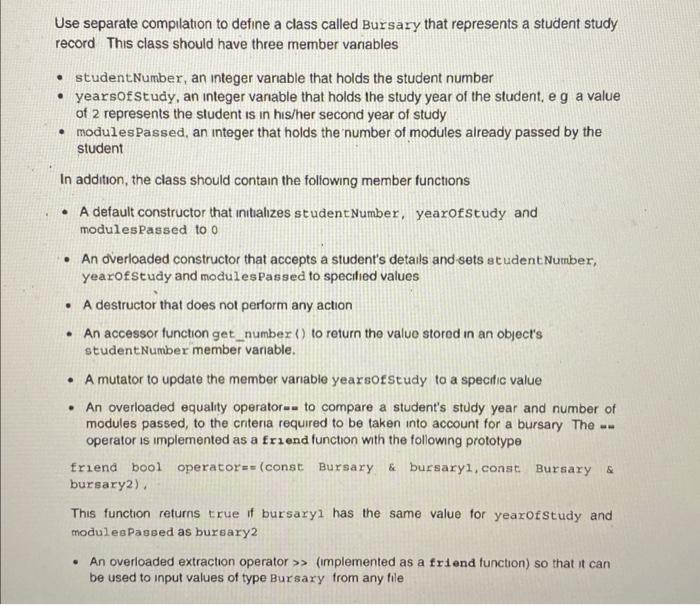 Solved Use separate compilation to define a class called | Chegg.com Solved Use separate compilation to define a class called | Chegg.com