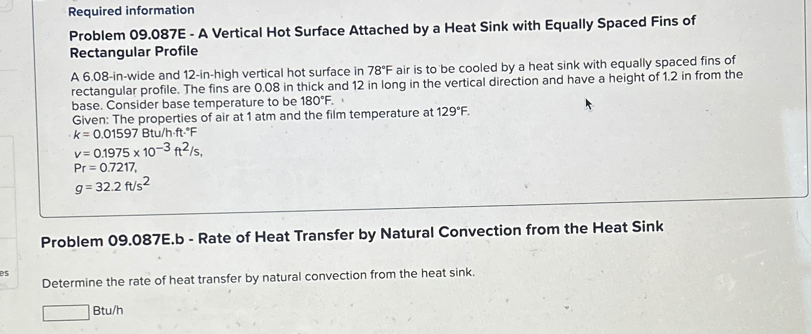 Solved Required informationProblem 09.087E - ﻿A Vertical Hot | Chegg.com