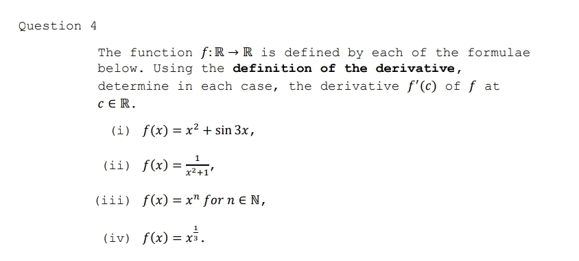 Question 4The function f:R→R ﻿is defined by each of | Chegg.com
