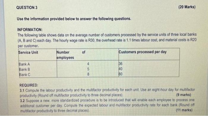 Solved Use the information provided below to answer the | Chegg.com