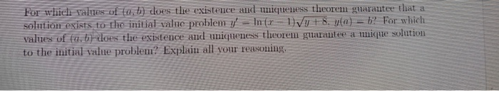 Solved For whieh values of (a,b) does the existence and | Chegg.com