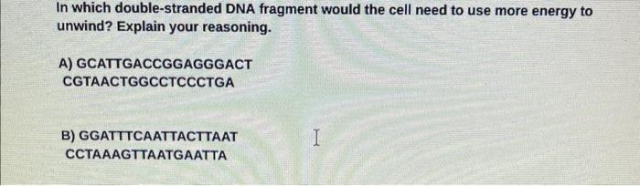 Solved In which double-stranded DNA fragment would the cell | Chegg.com