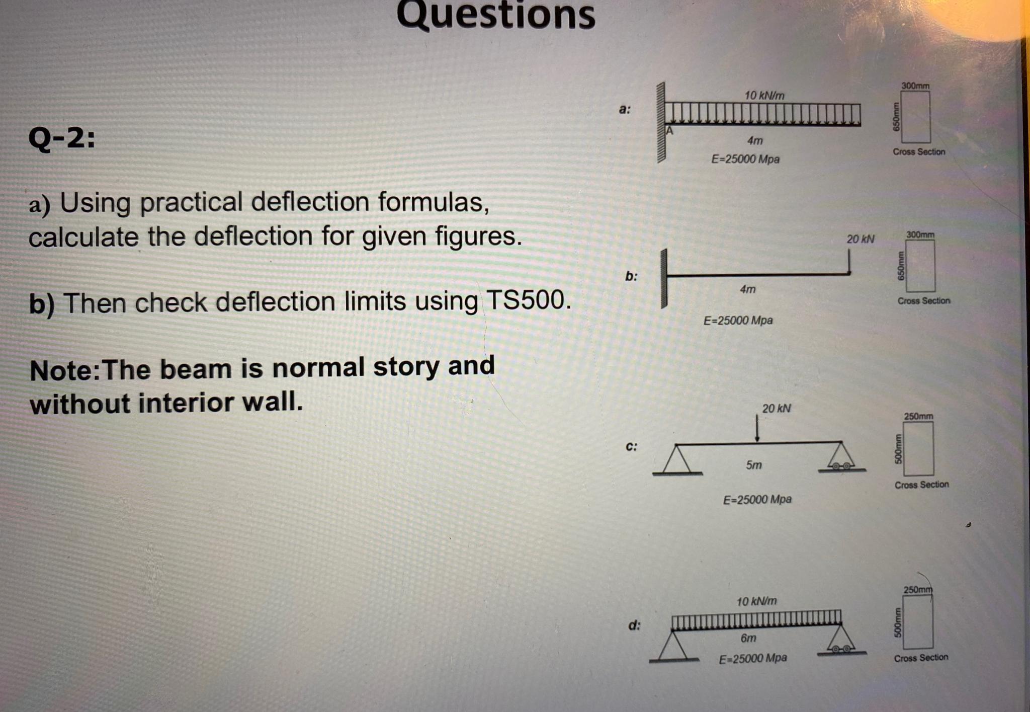 Solved QuestionsQ-2:a) ﻿Using practical deflection formulas, | Chegg.com