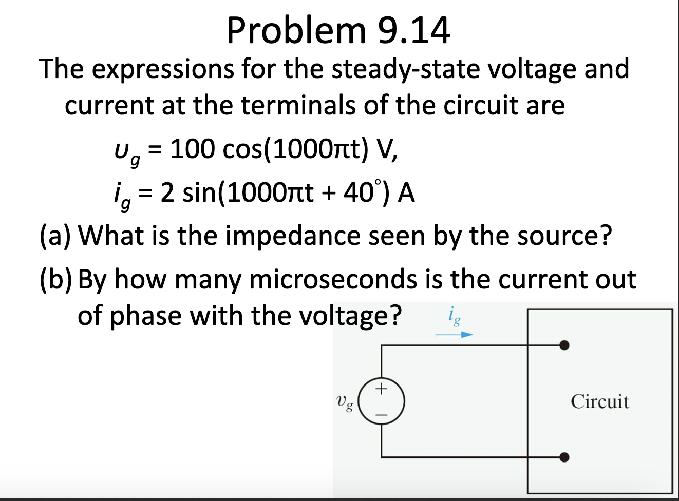 Solved Problem 9.14The expressions for the steady-state | Chegg.com