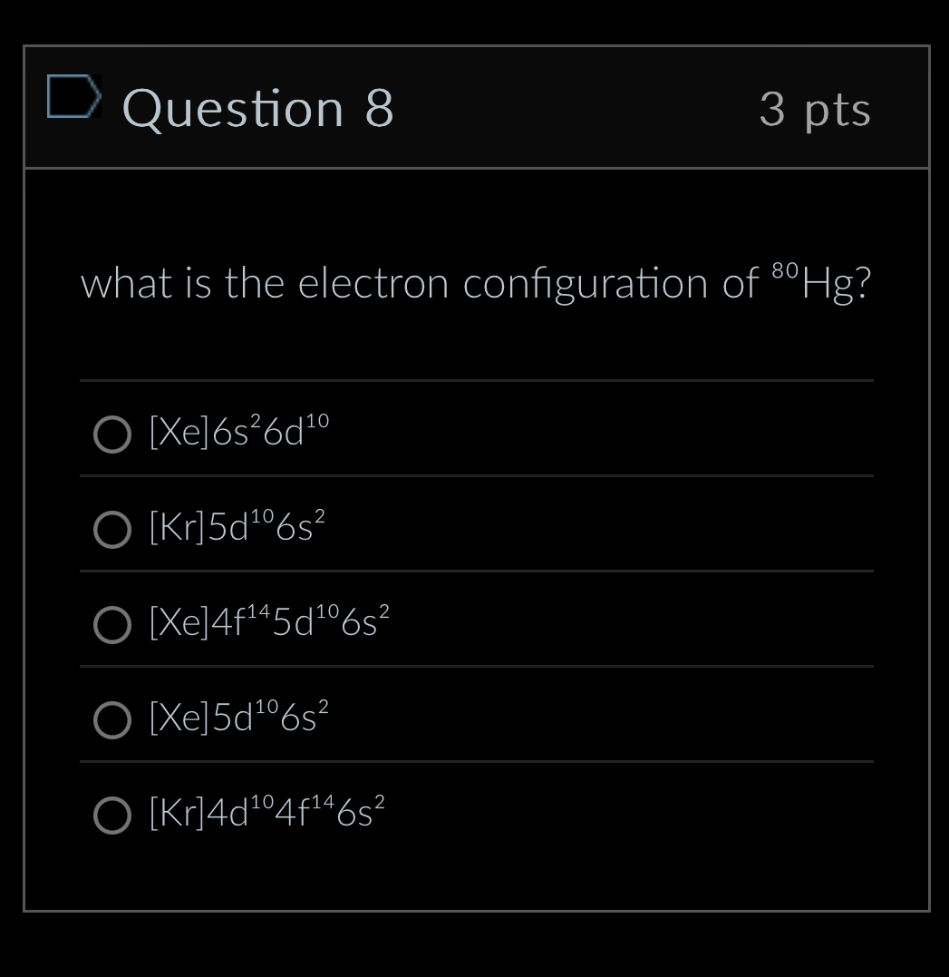 High Quality SOLUTION Question 83 ﻿ptswhat is the electron configuration of | Chegg.com