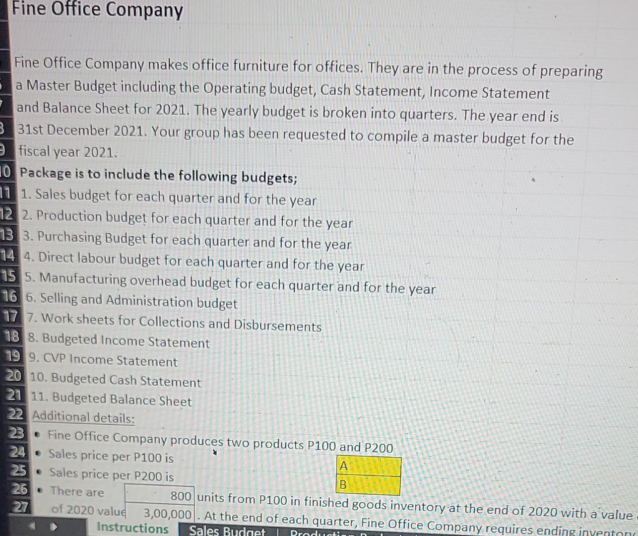 Fine Office Company Fine Office Company makes office | Chegg.com