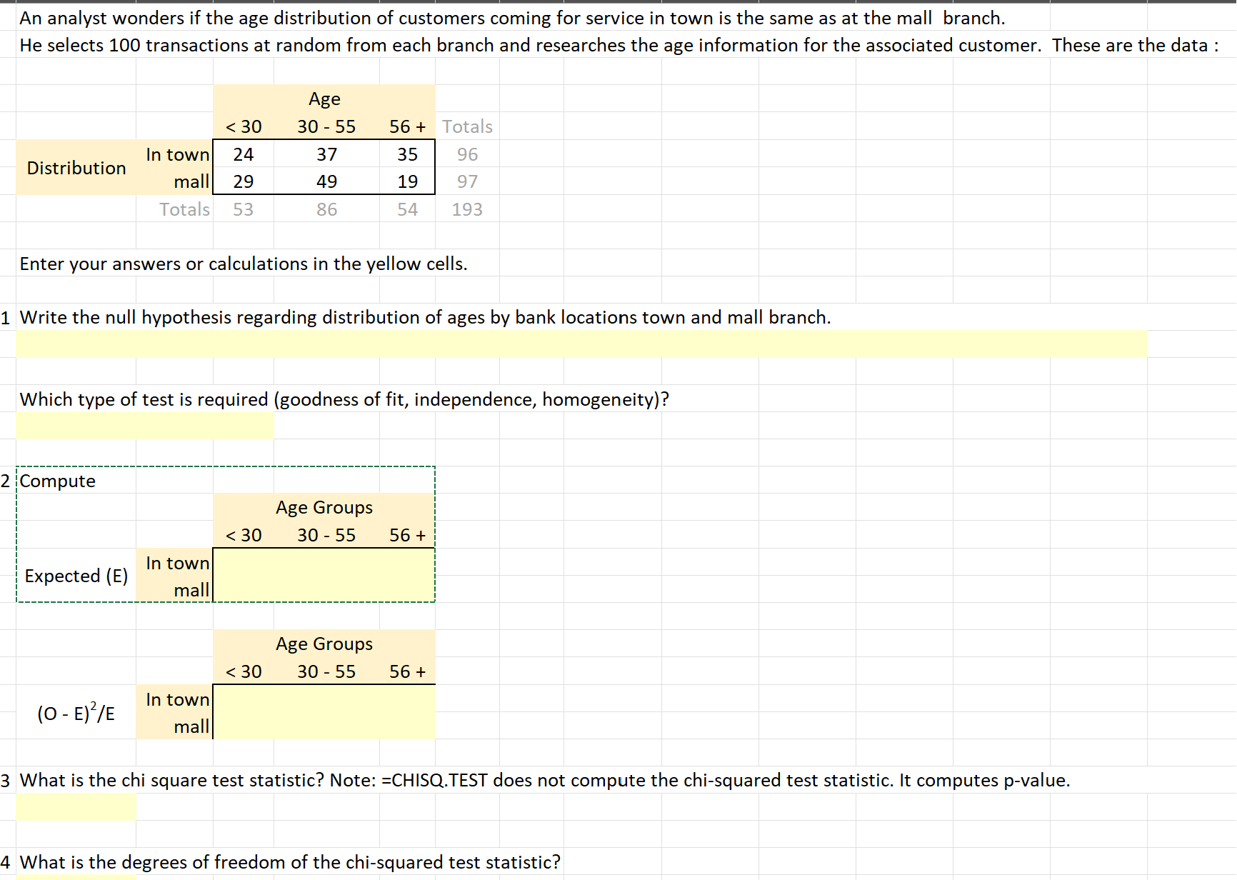 Solved Rest of the questions for the problem: Use an Excel | Chegg.com