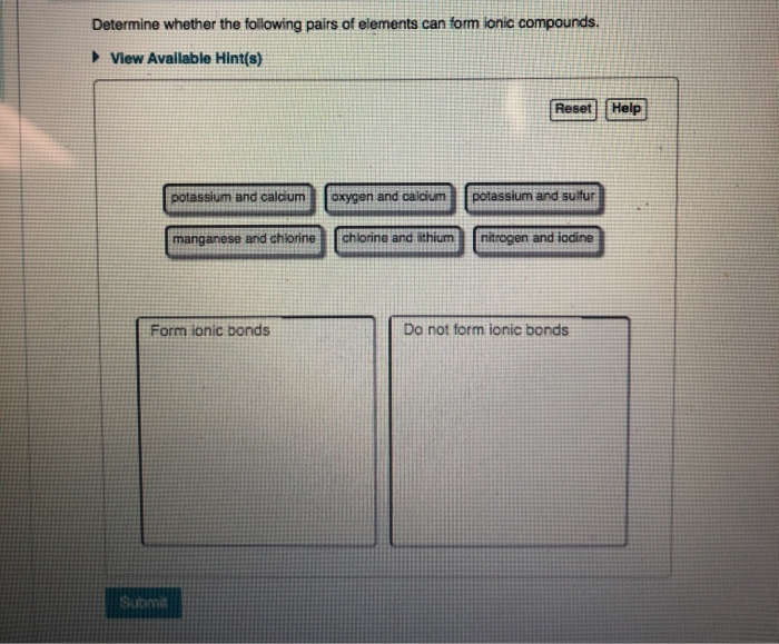 Solved Determine whether the following pairs of elements can | Chegg.com