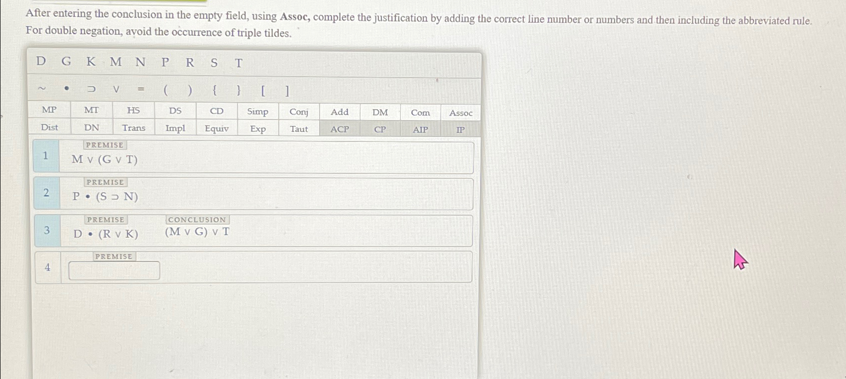 Solved After entering the conclusion in the empty field, | Chegg.com