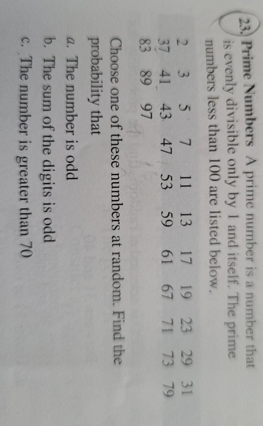 Solved 23. Prime Numbers A prime number is a number that is | Chegg.com