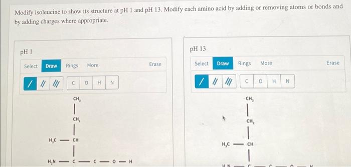 Solved Modify isoleucine to show its structure at pH 1 and | Chegg.com