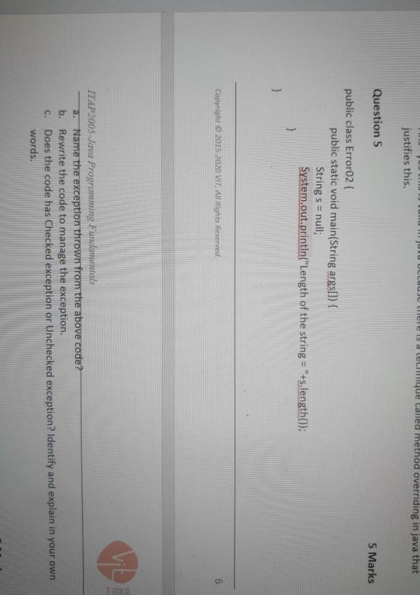 Solved 0 DOCHUJE there is a lemyue called method overriding | Chegg.com
