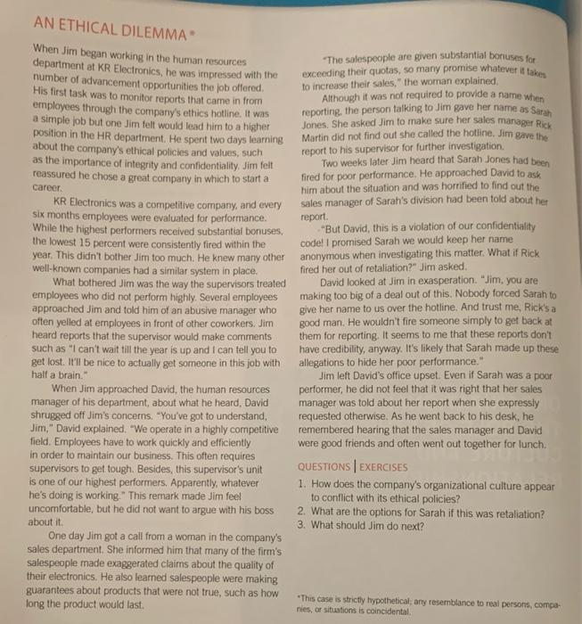 AN ETHICAL DILEMMA* QUESTIONS | EXERCISES 1. How | Chegg.com