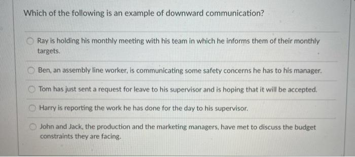 Solved Which of the following is an example of downward | Chegg.com