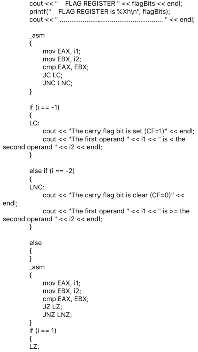 Solved printf("-- \n"); short flag Value; signed int i1, i2; | Chegg.com