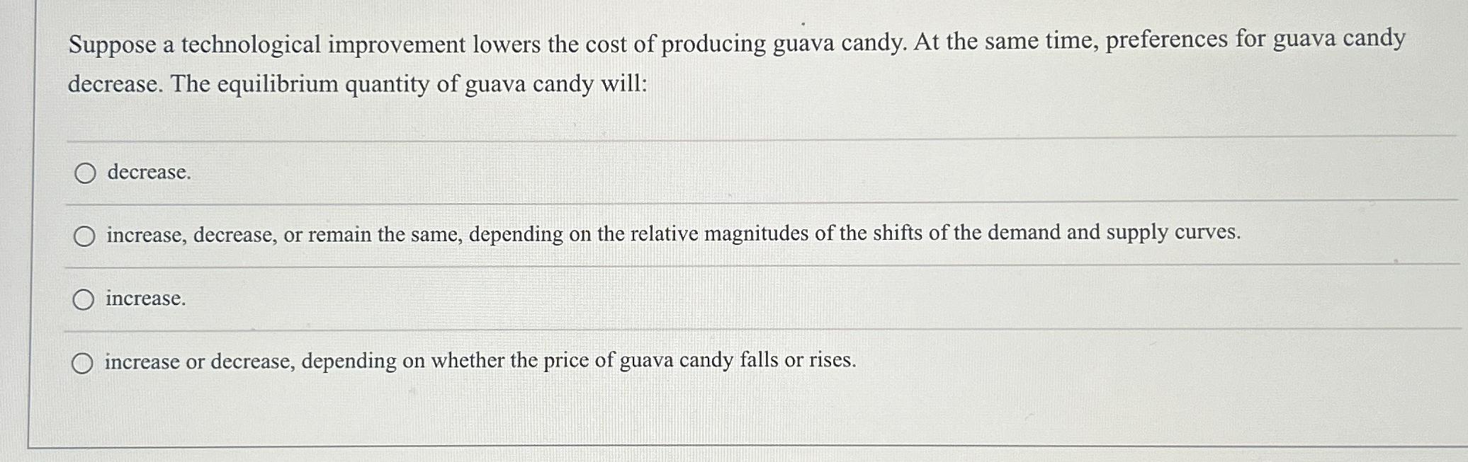 Solved Suppose a technological improvement lowers the cost | Chegg.com