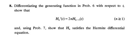 Solved Differentiating the generating function in ﻿Prob. 6 | Chegg.com